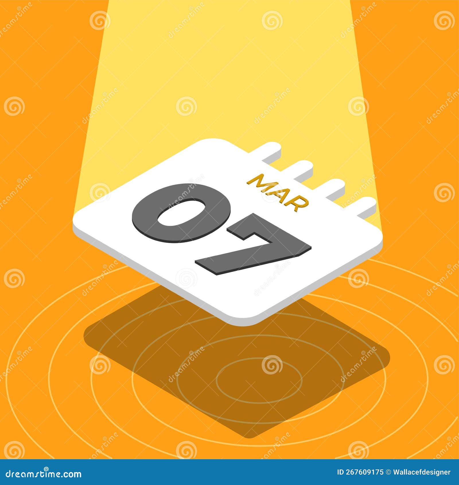 March 7 - 3D Calendar Floating with Spotlight Stock Vector ...