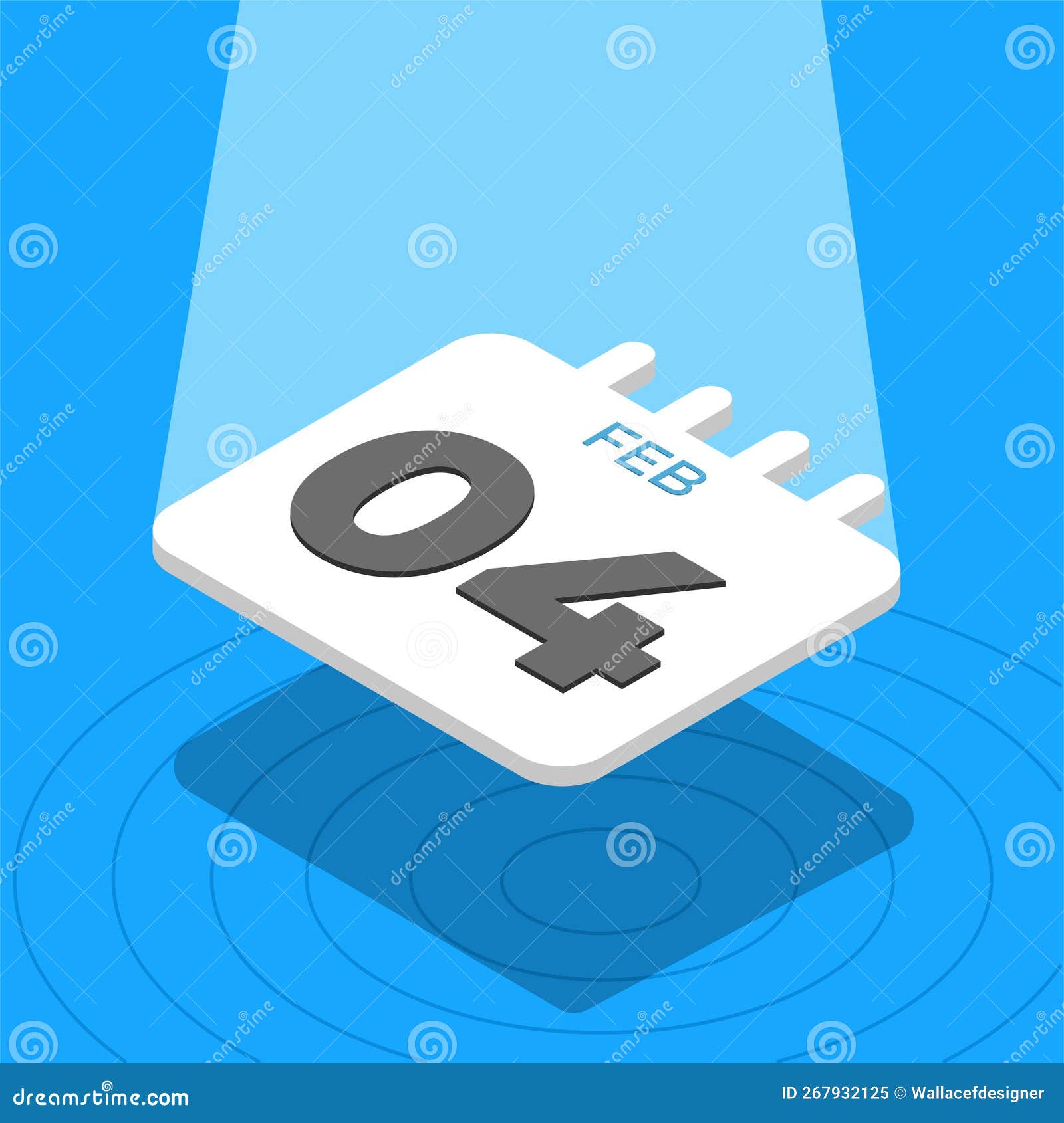 February 4 - 3D Calendar Floating with Spotlight Stock Vector ...