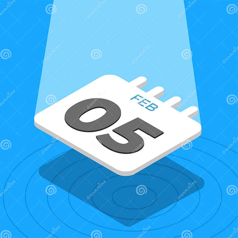 February 5 - 3D Calendar Floating with Spotlight Stock Vector ...