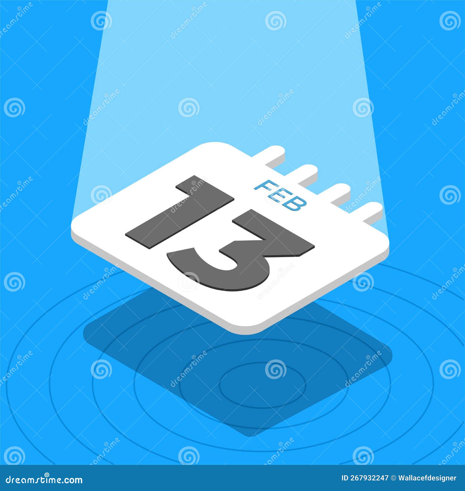 February 13 - 3D Calendar Floating with Spotlight Stock Vector ...