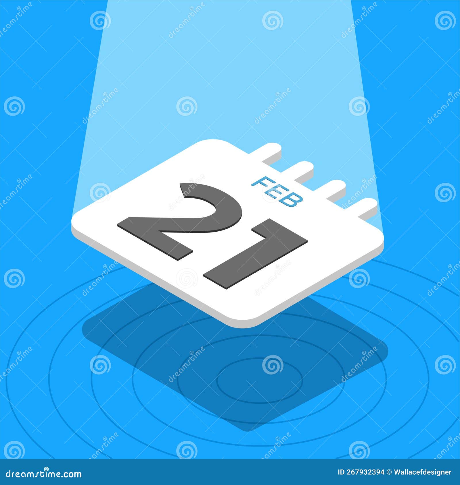 February 21 - 3D Calendar Floating with Spotlight Stock Vector ...