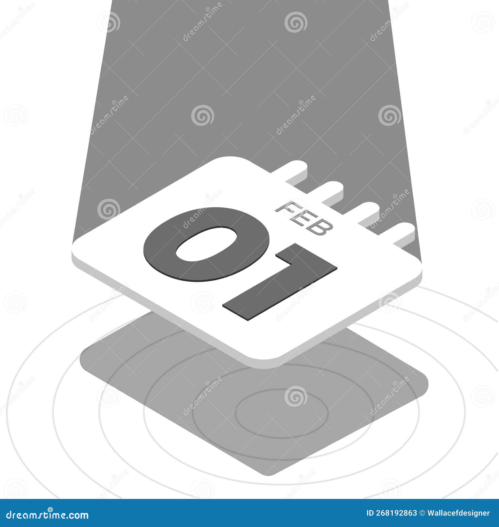 February 1 - Black and White 3D Calendar Floating with Spotlight Stock ...