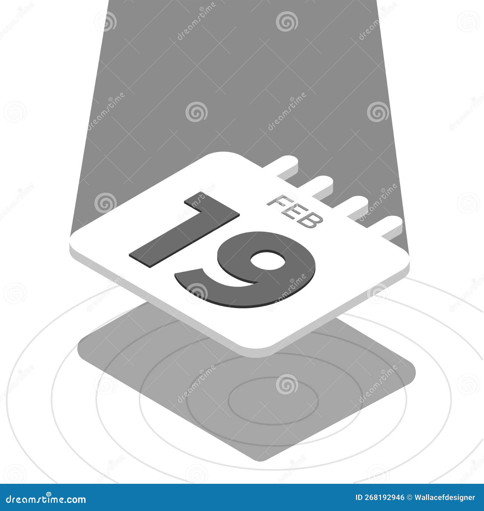 February 19 - Black and White 3D Calendar Floating with Spotlight Stock ...