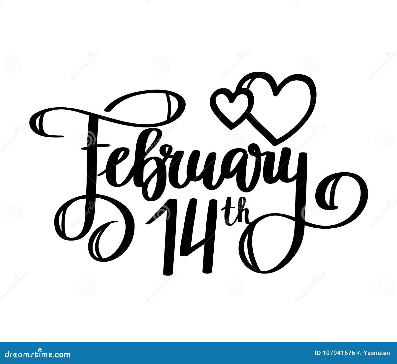 February 14th Vector Holiday Calligraphy Design Stock Vector ...