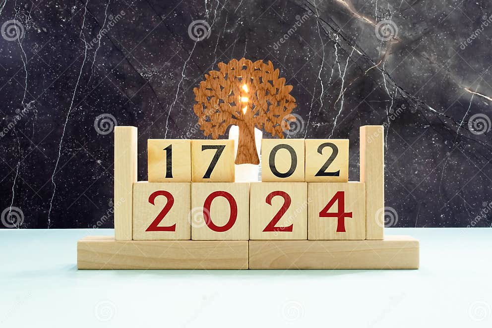 February 17th. February 17 Wooden Cube Calendar with Blur Objects on ...
