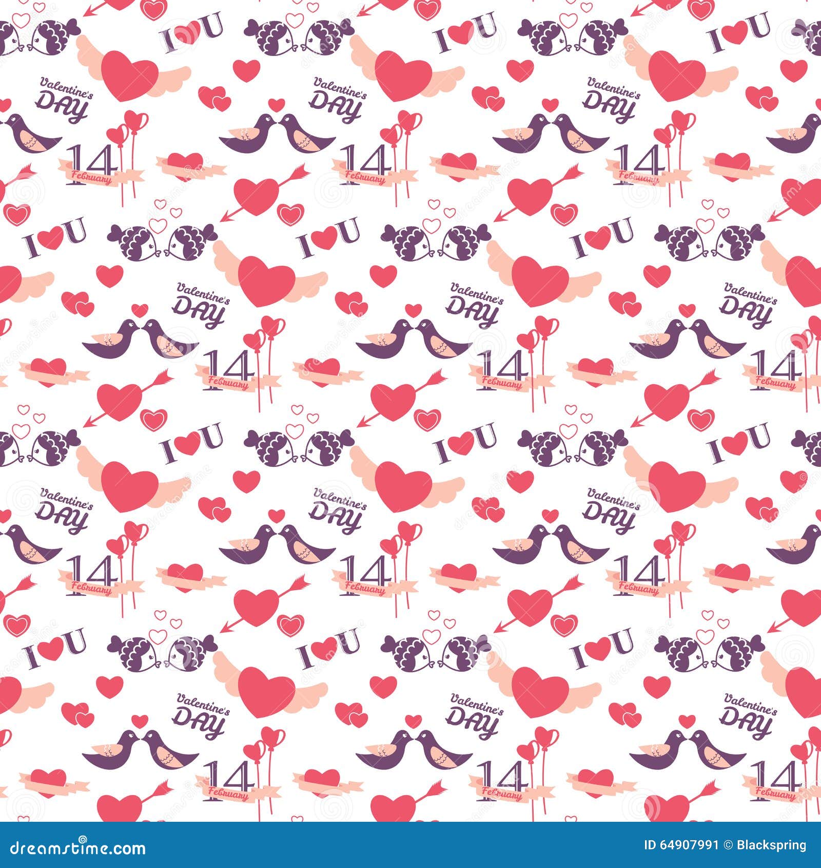 14 February Valentine S Day Pattern Stock Vector - Illustration of ...