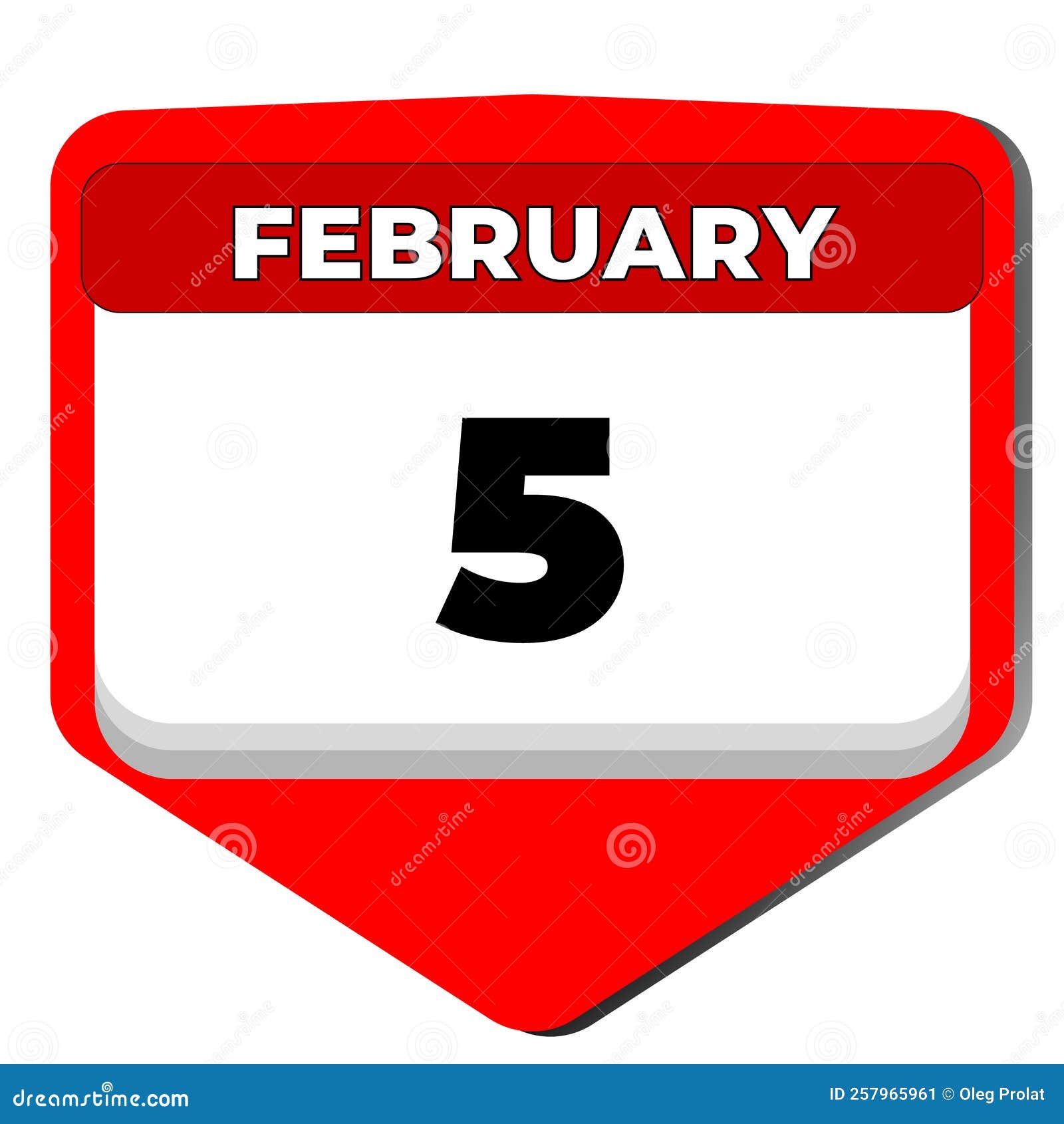 5 February Vector Icon Calendar Day. 5 Date of February. Fifth Day of ...