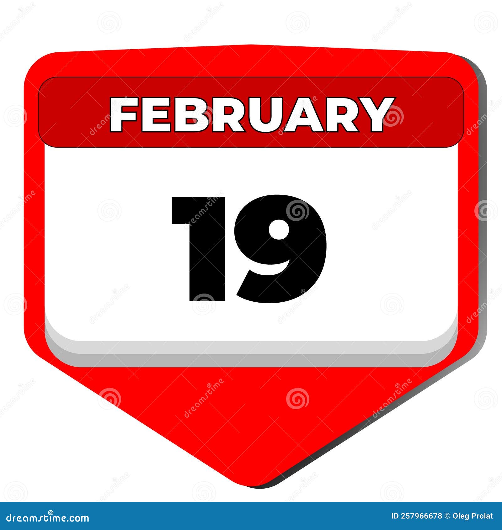 19 February Vector Icon Calendar Day. 19 Date of February. Nineteenth ...
