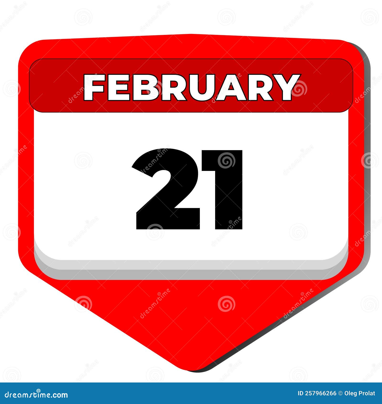 21 February Vector Icon Calendar Day. 21 Date of February. Twenty First ...