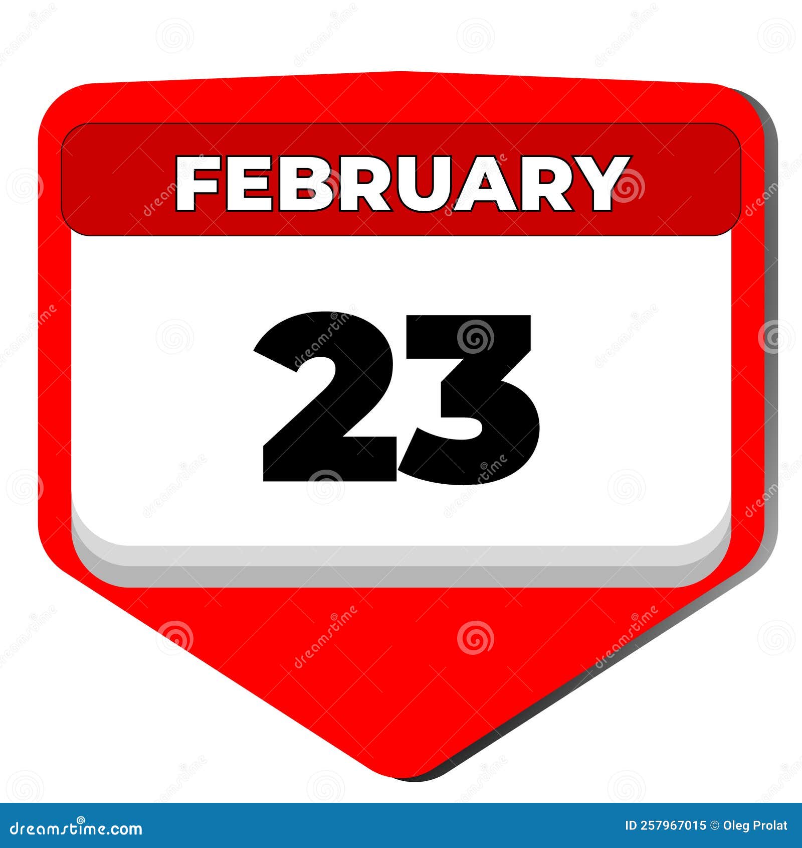 23 February Vector Icon Calendar Day. 23 Date of February. Twenty Third ...
