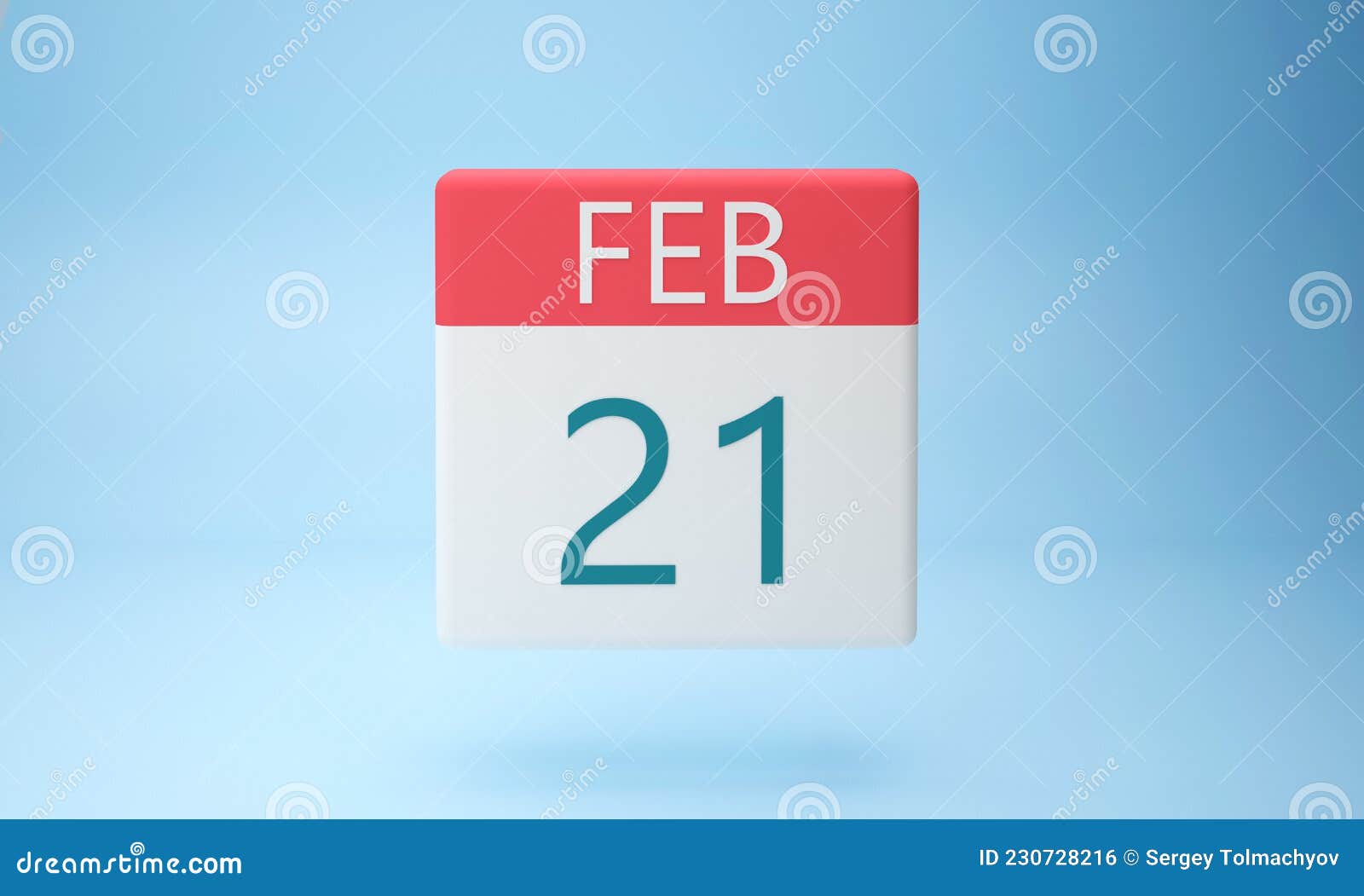 February 21 on a White Calendar Page, 3d Render Stock Illustration ...