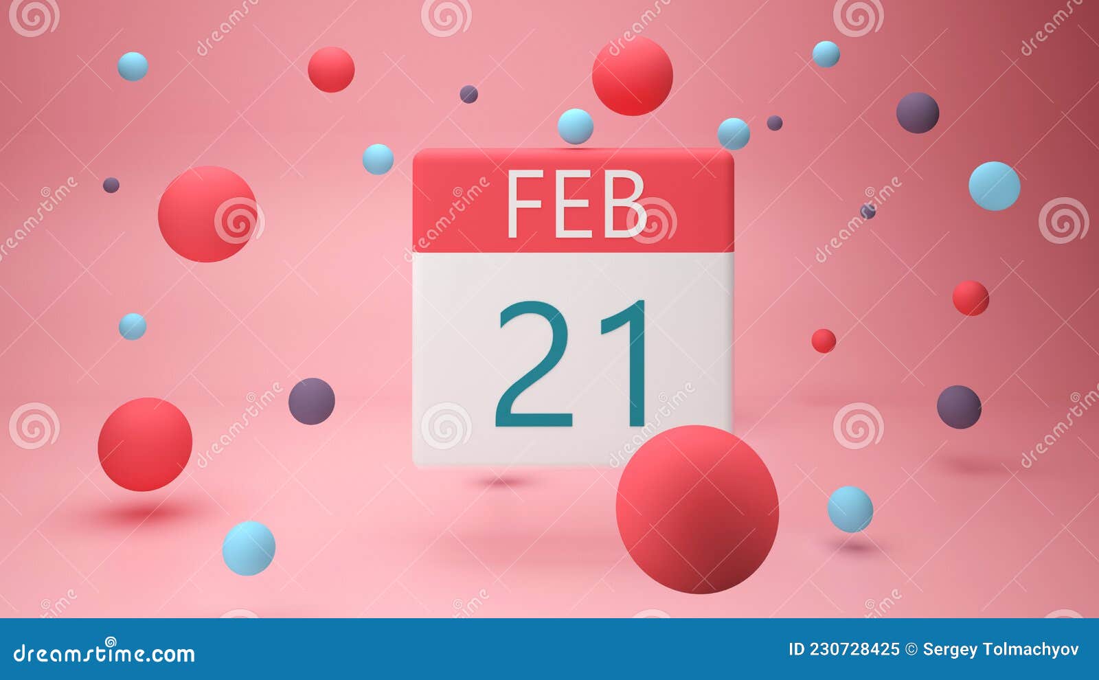 February 21 on a White Calendar Page, 3d Render Stock Illustration ...