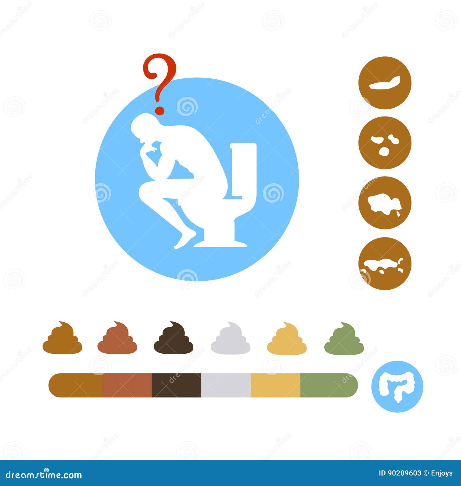Fecal Analysis. Flat Style. Containers for Analysis Isolated on White ...