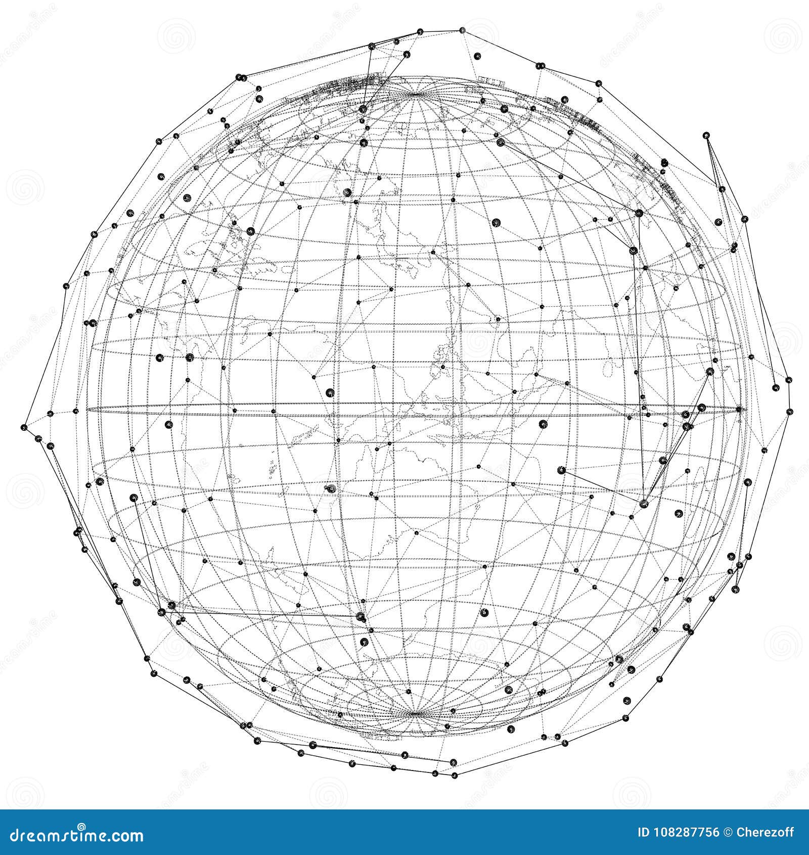 Feche Acima Das Linhas Da Terra E Da Rede Sobre Ele Ilustração do Vetor ...