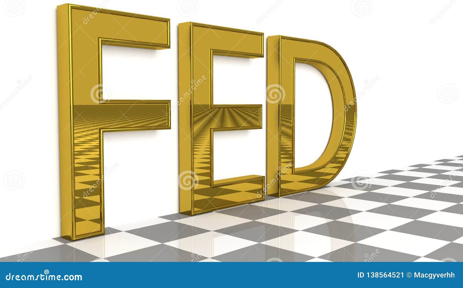 FED Sign in Golden Glossy Letters Stock Illustration - Illustration of ...