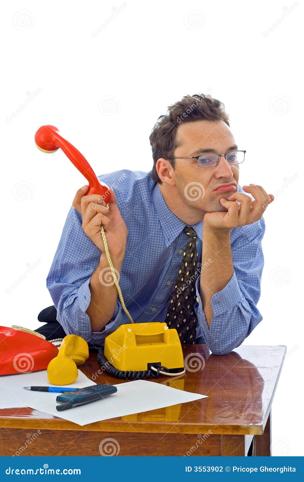 Fed up with phone calls stock photo. Image of boredom - 3553902
