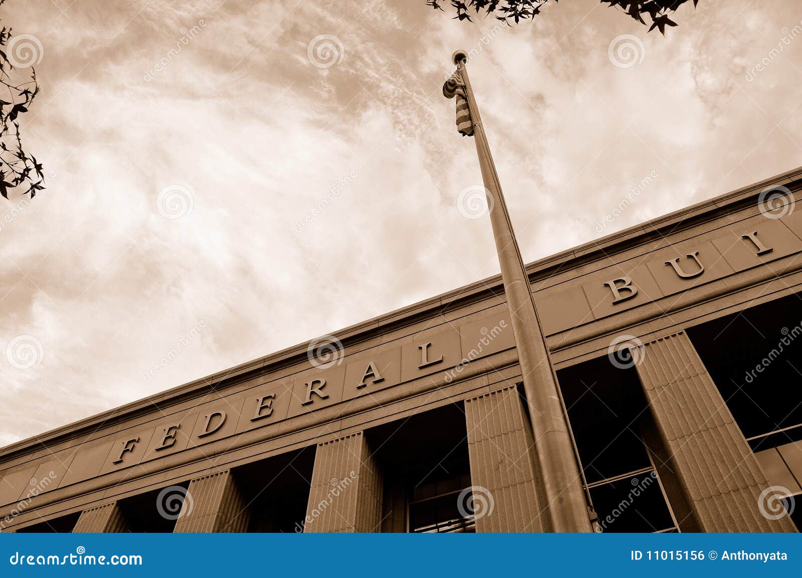 Federal Building Flagpole stock photo. Image of black - 11015156