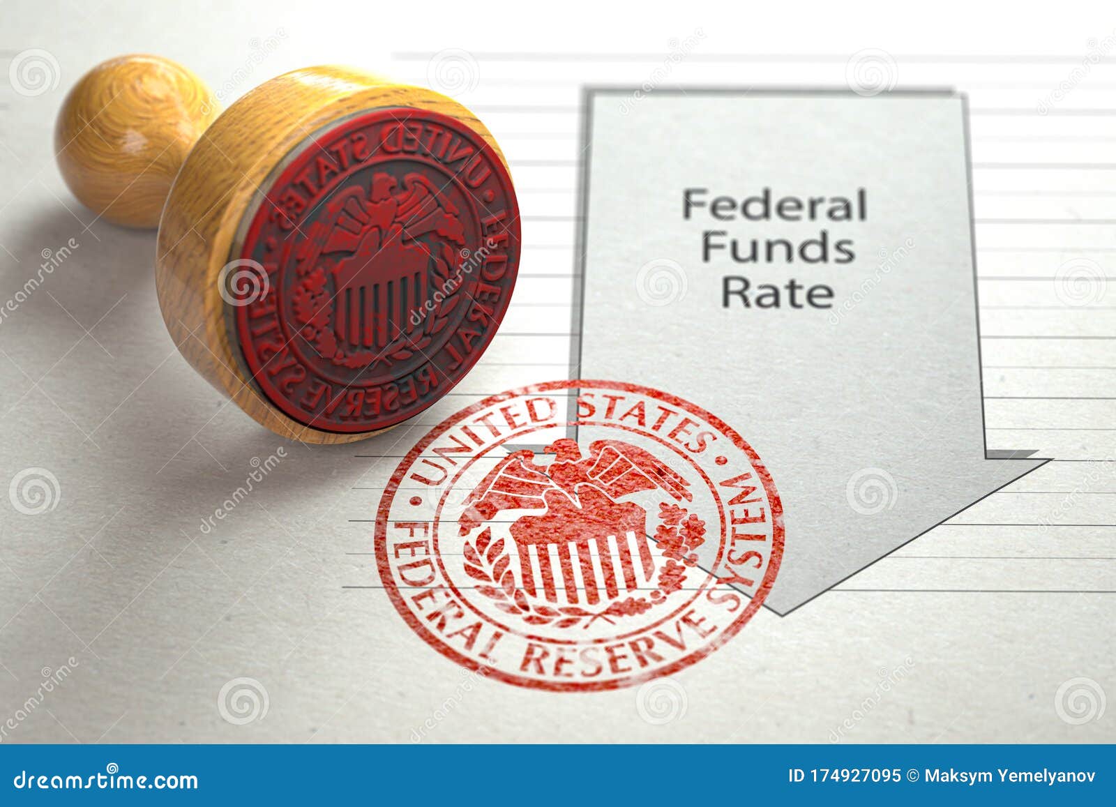 Federal Funds Rate Decrease. Arrow With Cut Of Federal Fund Rate And ...