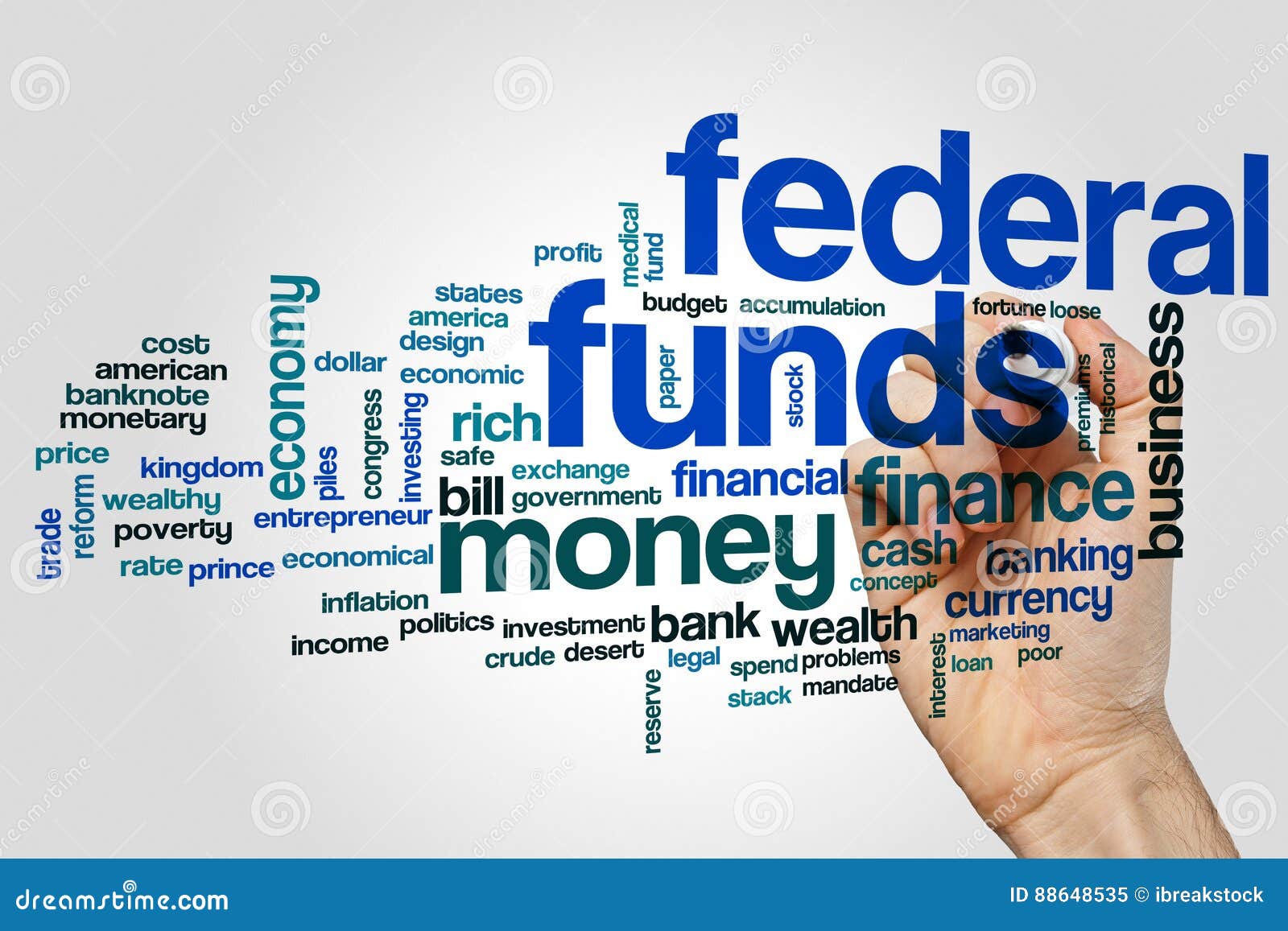 Federal Funds Word Cloud Concept on Grey Background Stock Illustration ...