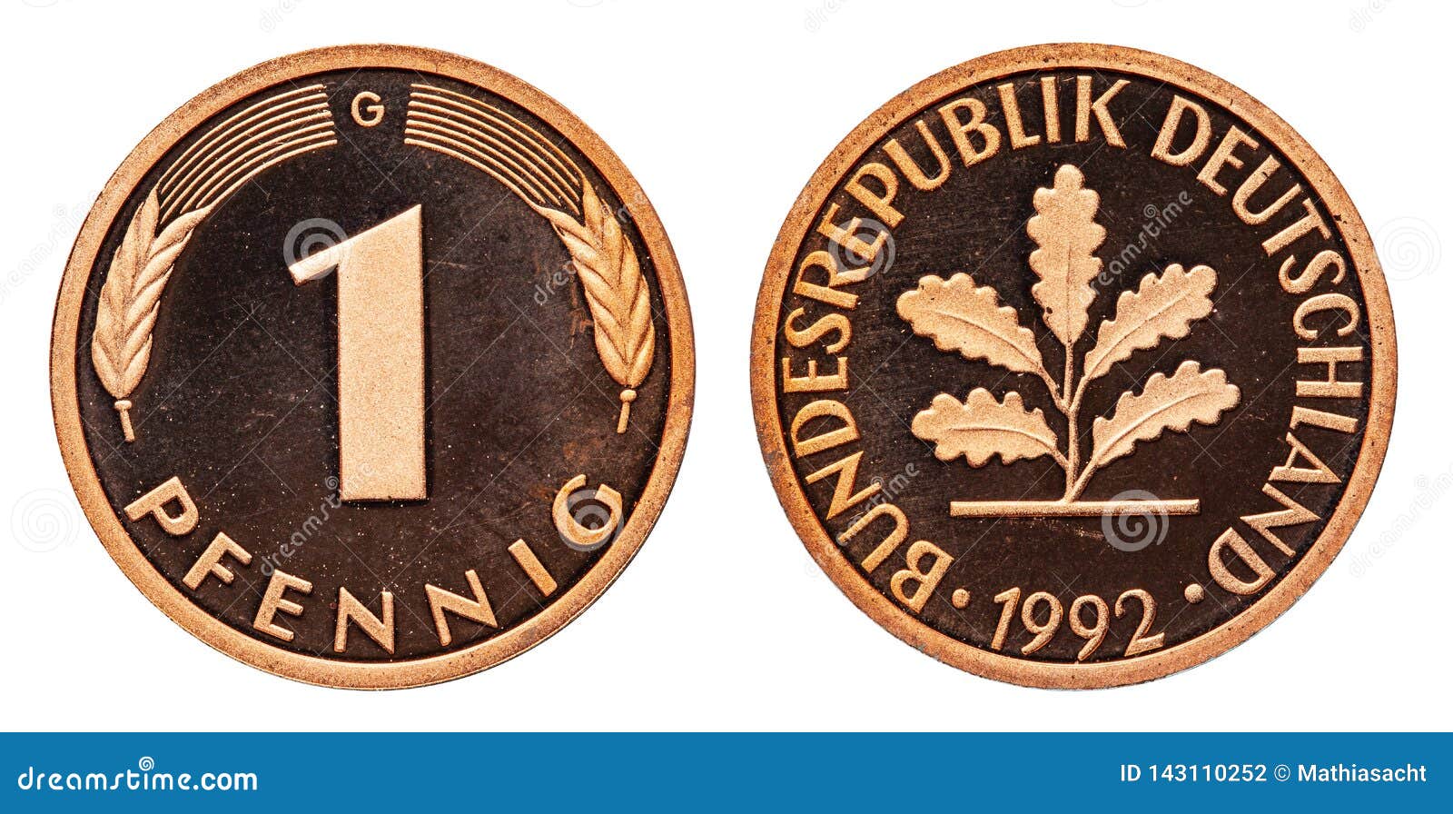 Federal Republic of Germany 1 Pfennig Coin 1992 Stock Photo - Image of ...