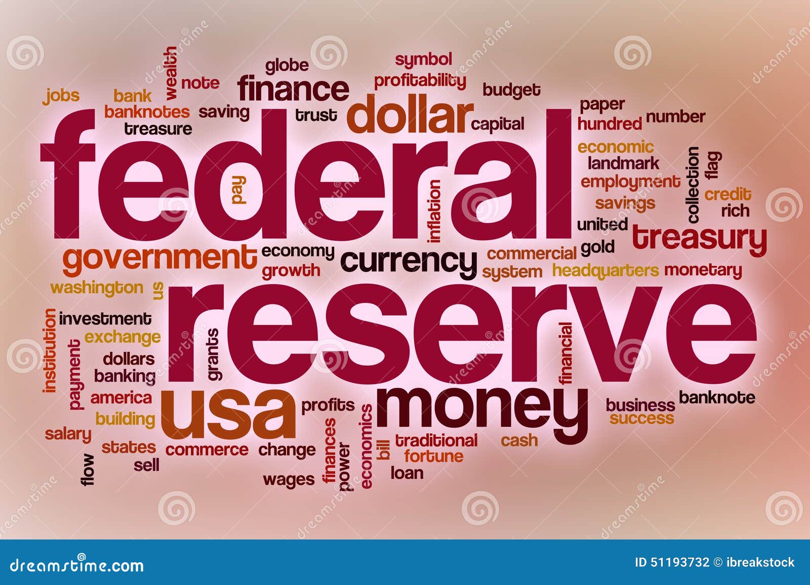 Federal Reserve Word Cloud with Abstract Background Stock Illustration ...
