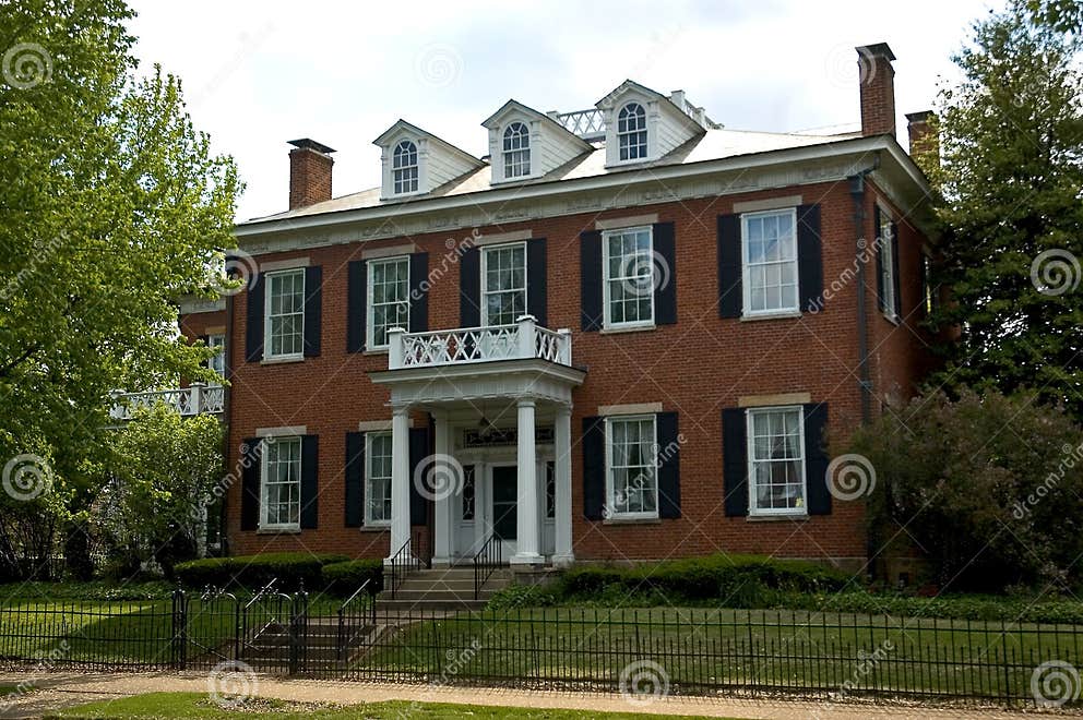 Federal Style Home stock image. Image of architecture, fence - 770013