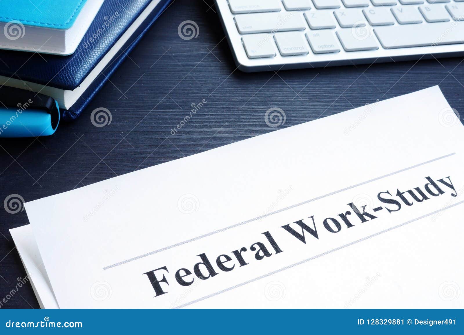 Federal Work Study FWS Program Documents. Stock Image - Image of money ...
