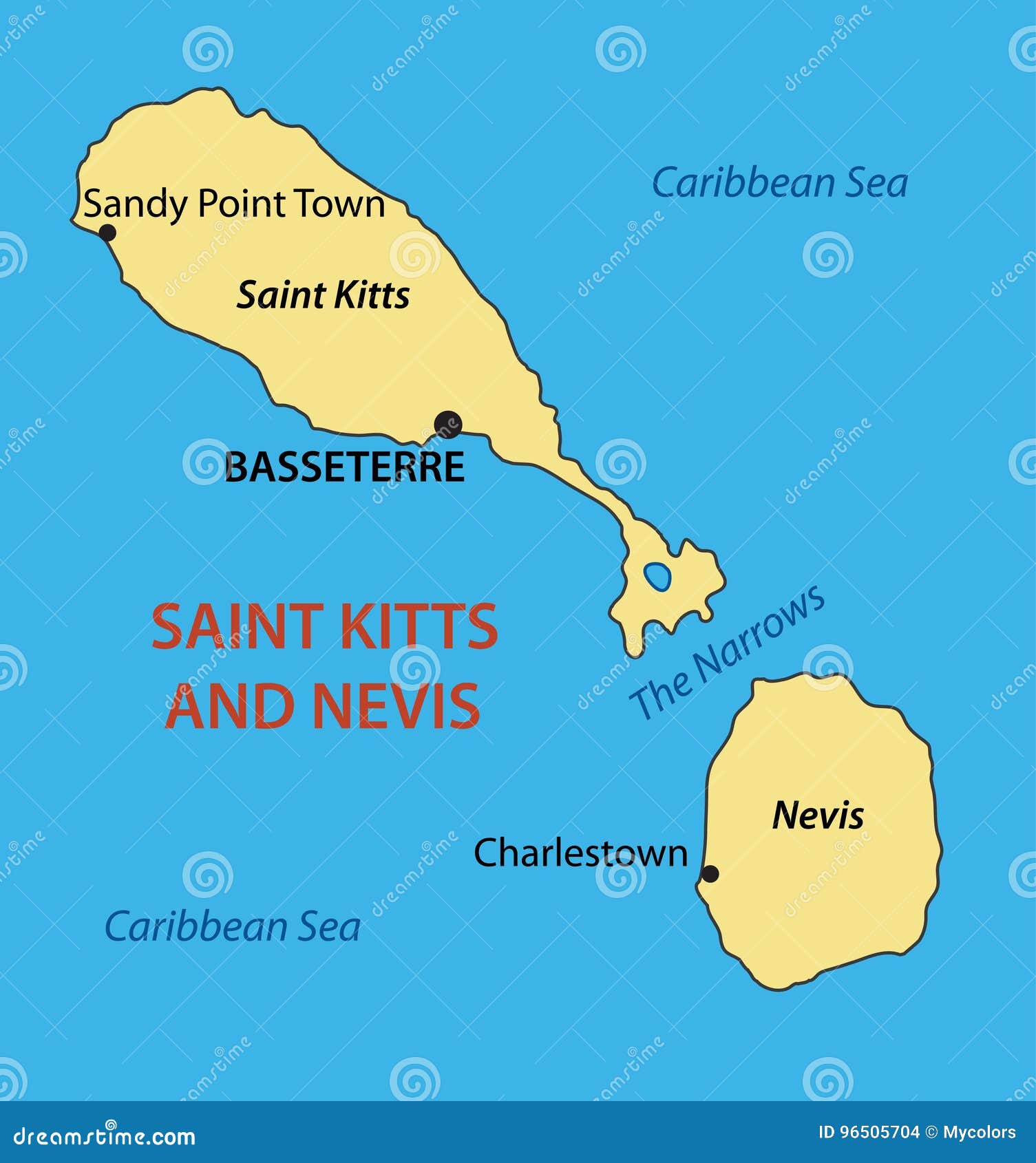 Federation of Saint Kitts and Nevis - Vector Map Stock Vector ...