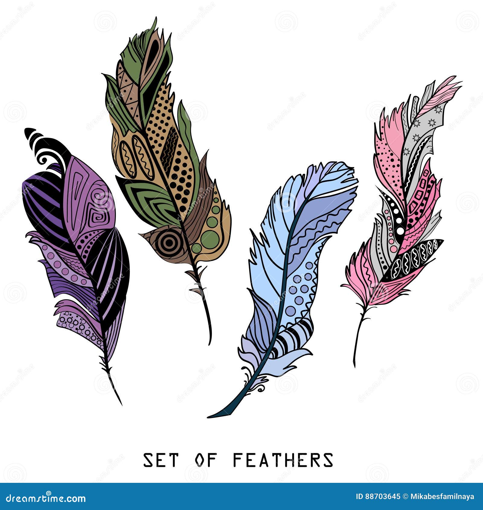 Federn Design zentangle vektor abbildung. Illustration von zeichen ...