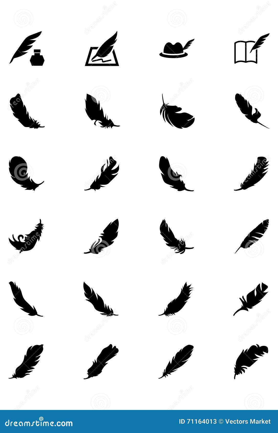 Federn Vector Feste Ikonen 5 Stock Abbildung - Illustration von ...