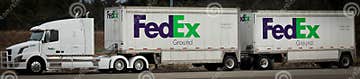 FedEx Ground Tractor with Double Trailers Banner Editorial Photography ...
