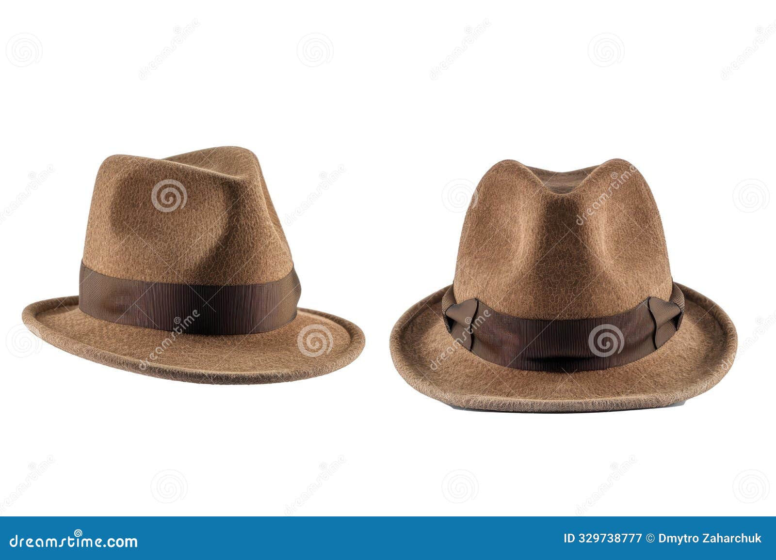 Fedora Hat Mockup, Front and Back Views, on White Background Stock ...