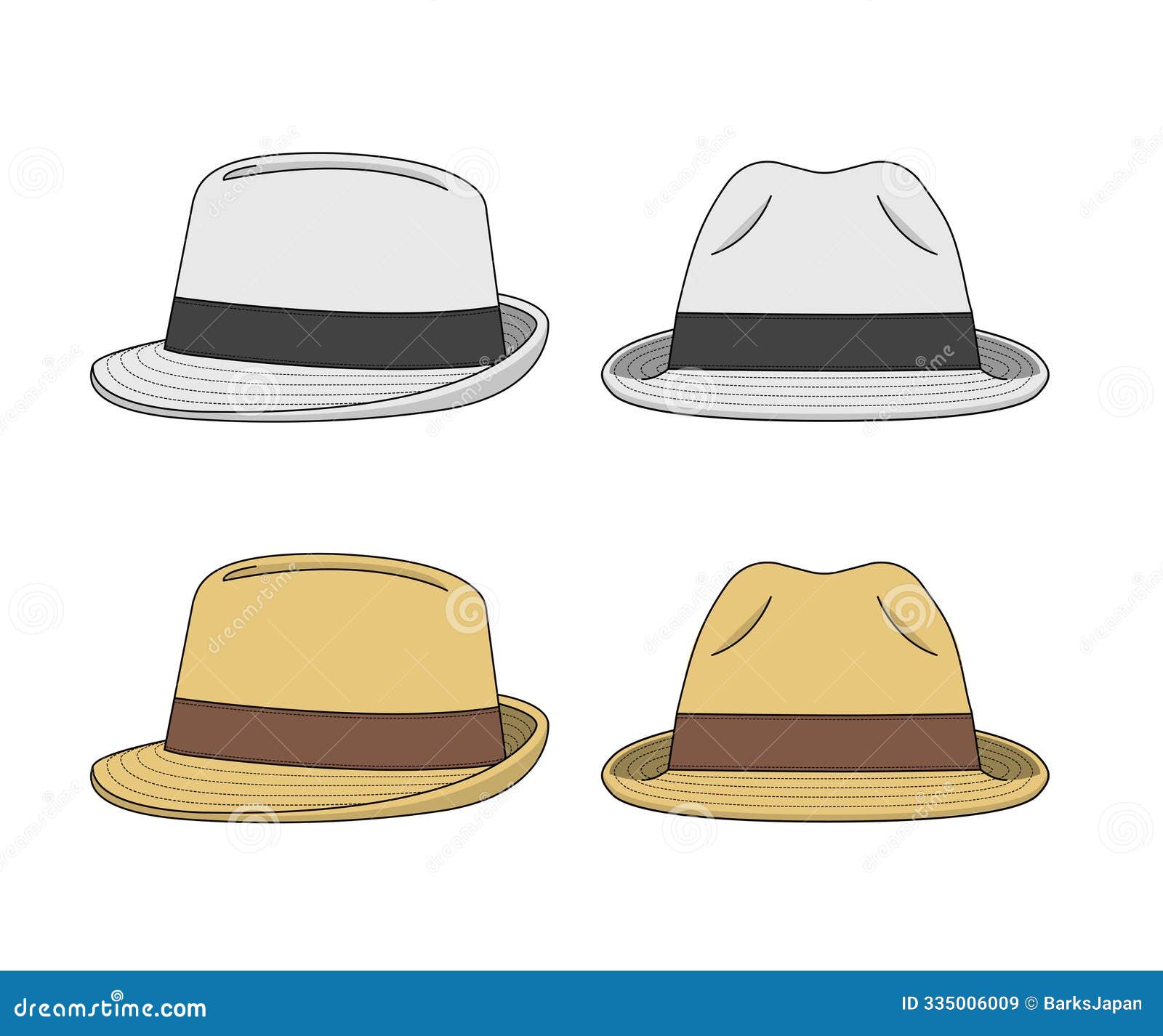 Fedora Hat Vector Template Illustration Set Stock Vector - Illustration ...