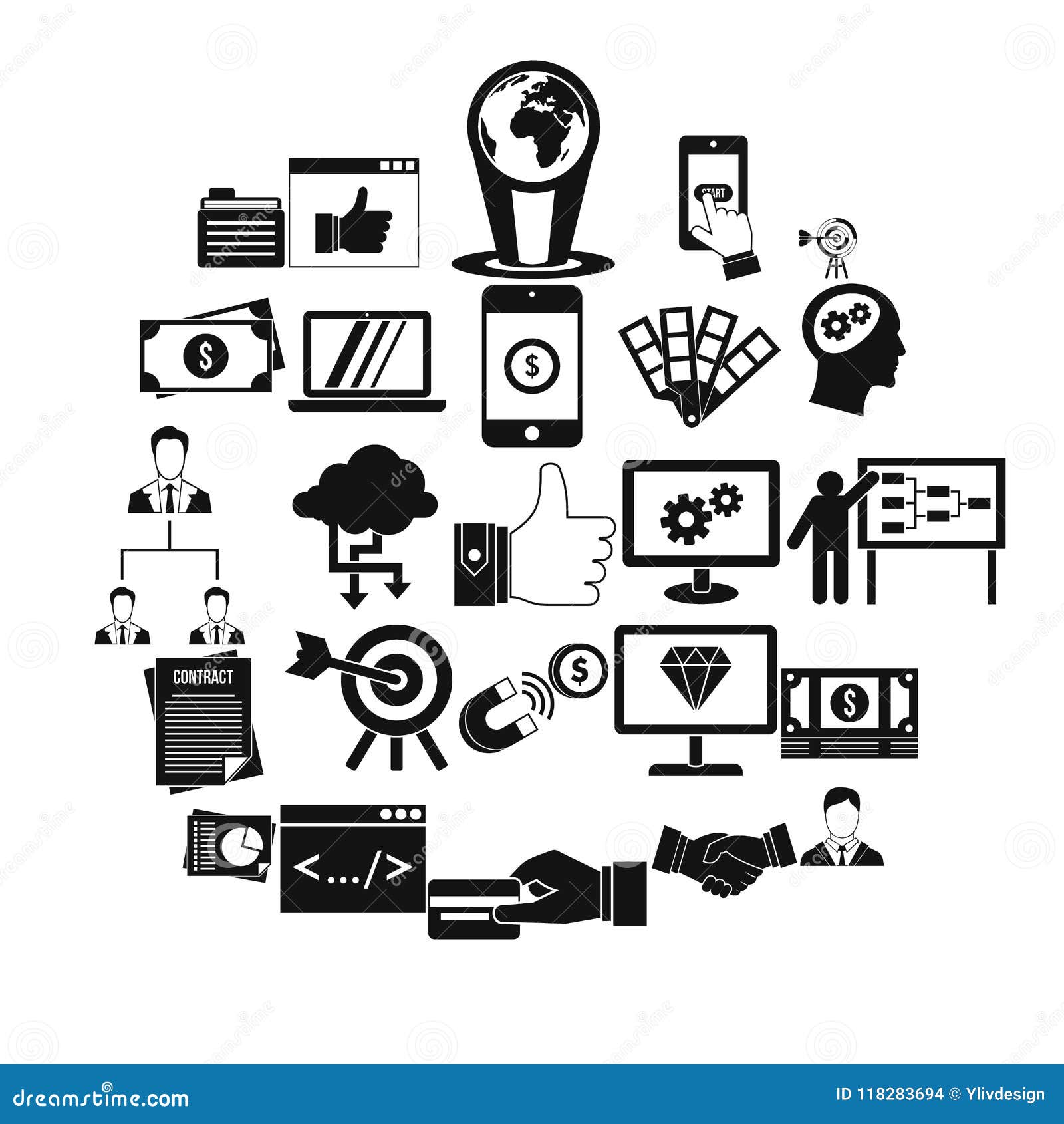 Fee for the Project Icons Set, Simple Style Stock Vector - Illustration ...