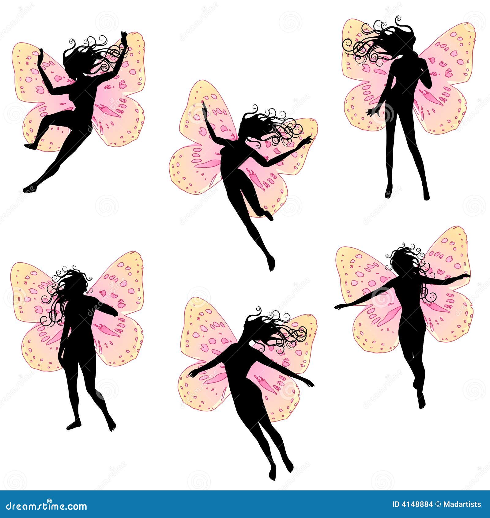 Fee Wings Frauen-Schattenbilder Stock Abbildung - Illustration von ...