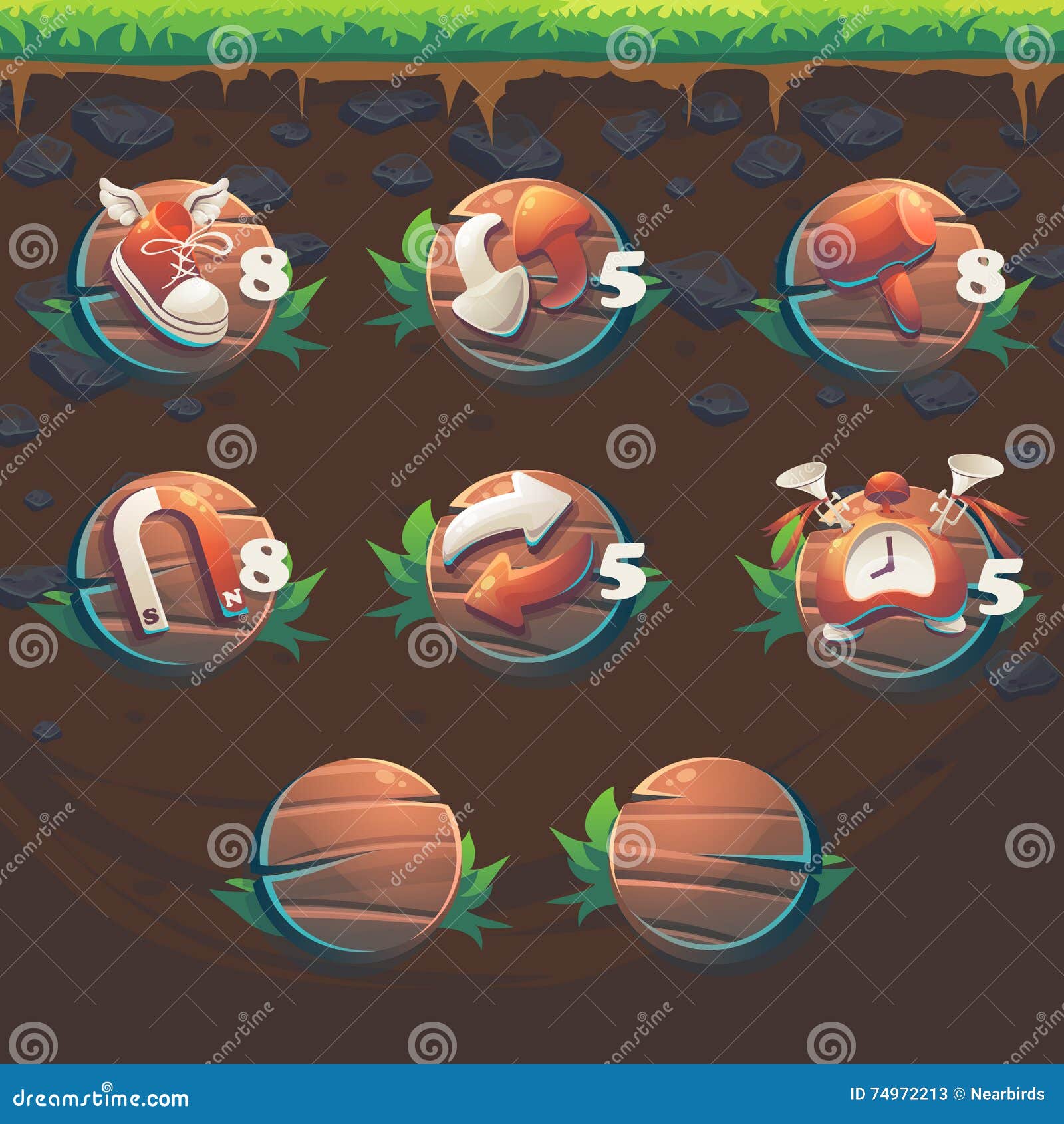 Feed the Fox GUI Match 3 Game User Interface Boosters Stock Vector ...