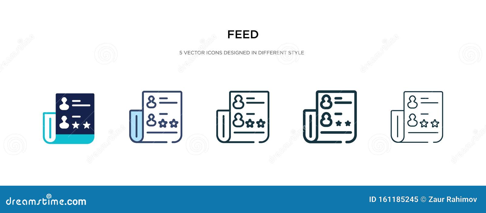 Feed Icon in Different Style Vector Illustration. Two Colored and Black ...