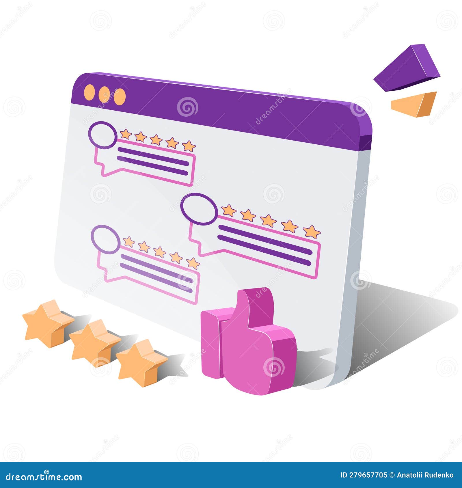 Feedback. 3D Computer Screen Model with Ratings and Reviews. Stock ...