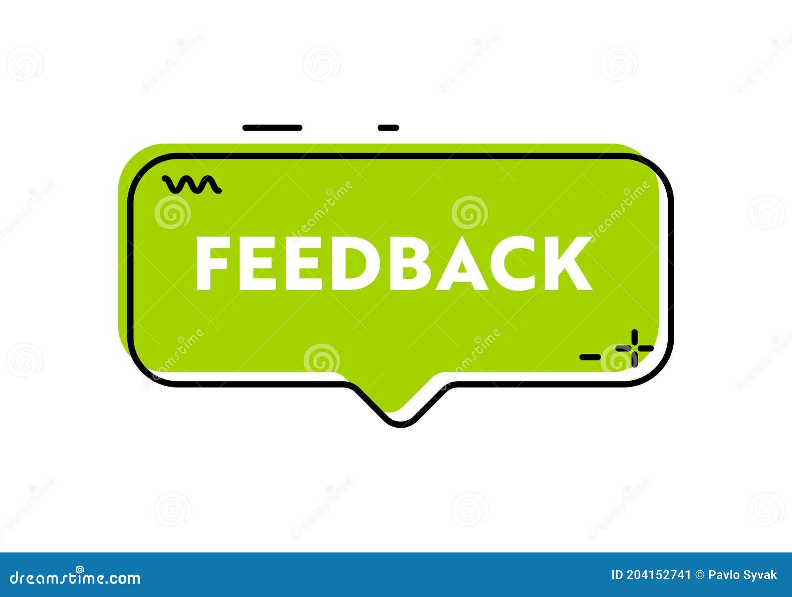 Feedback Banner or Label Green Speech Bubble with Linear Elements ...