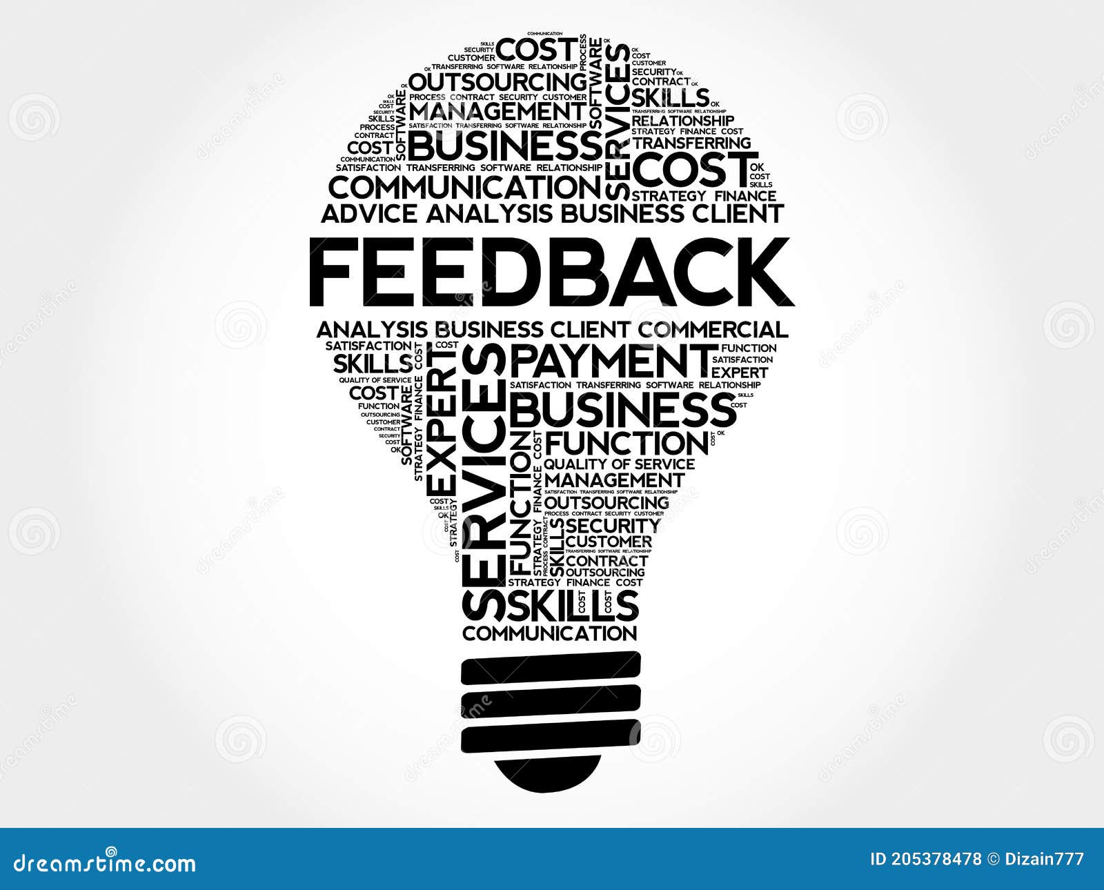 Feedback bulb word cloud stock illustration. Illustration of corporate ...