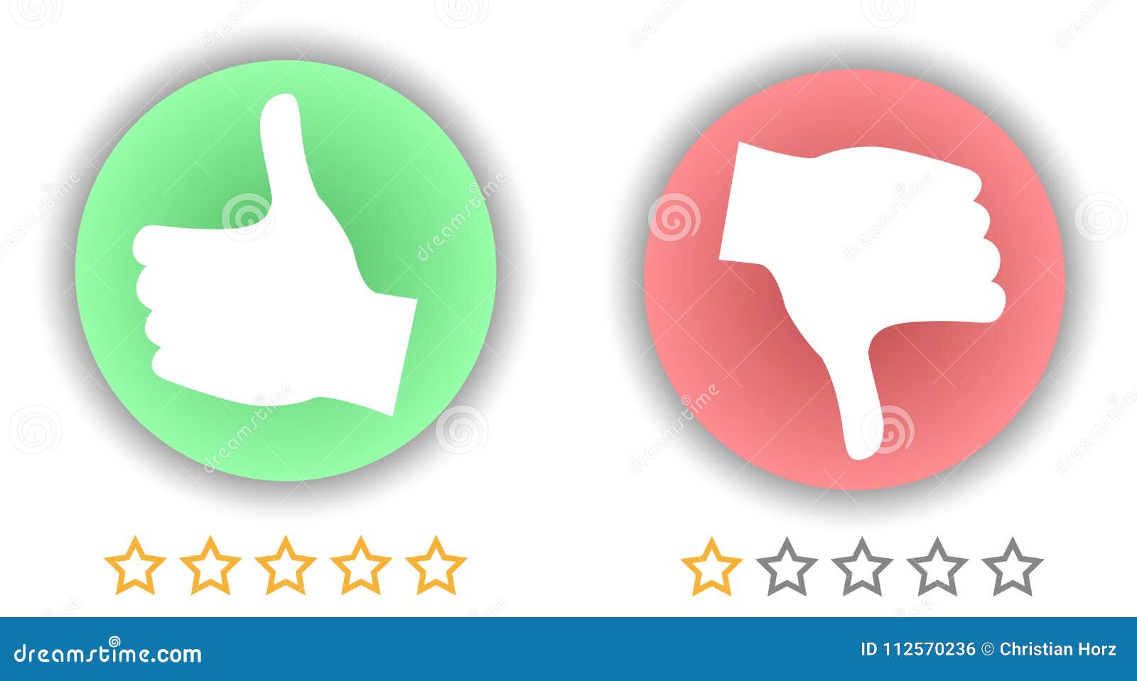 Feedback Buttons with Hand Showing Approval or Disapproval Stock Vector ...