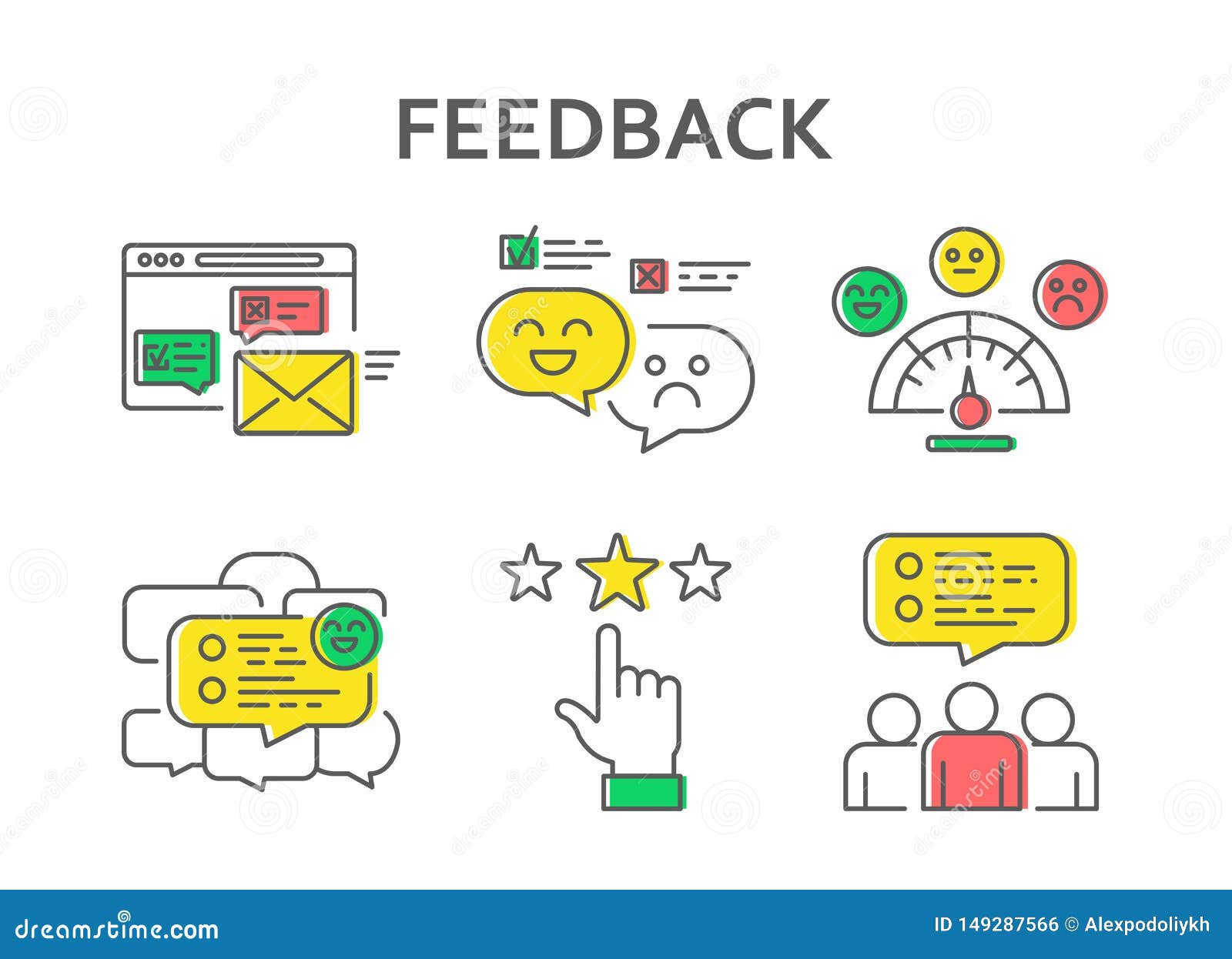 Feedback Color Line Icons Set. Customer Satisfaction Stock Vector ... Feedback Color Line Icons Set. Customer Satisfaction Stock Vector ...