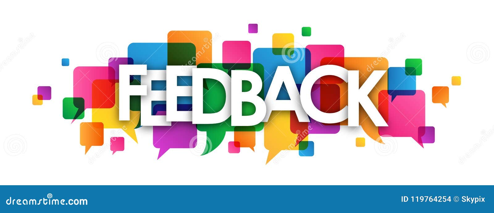 FEEDBACK Colorful Overlapping Squares Banner Stock Vector ...