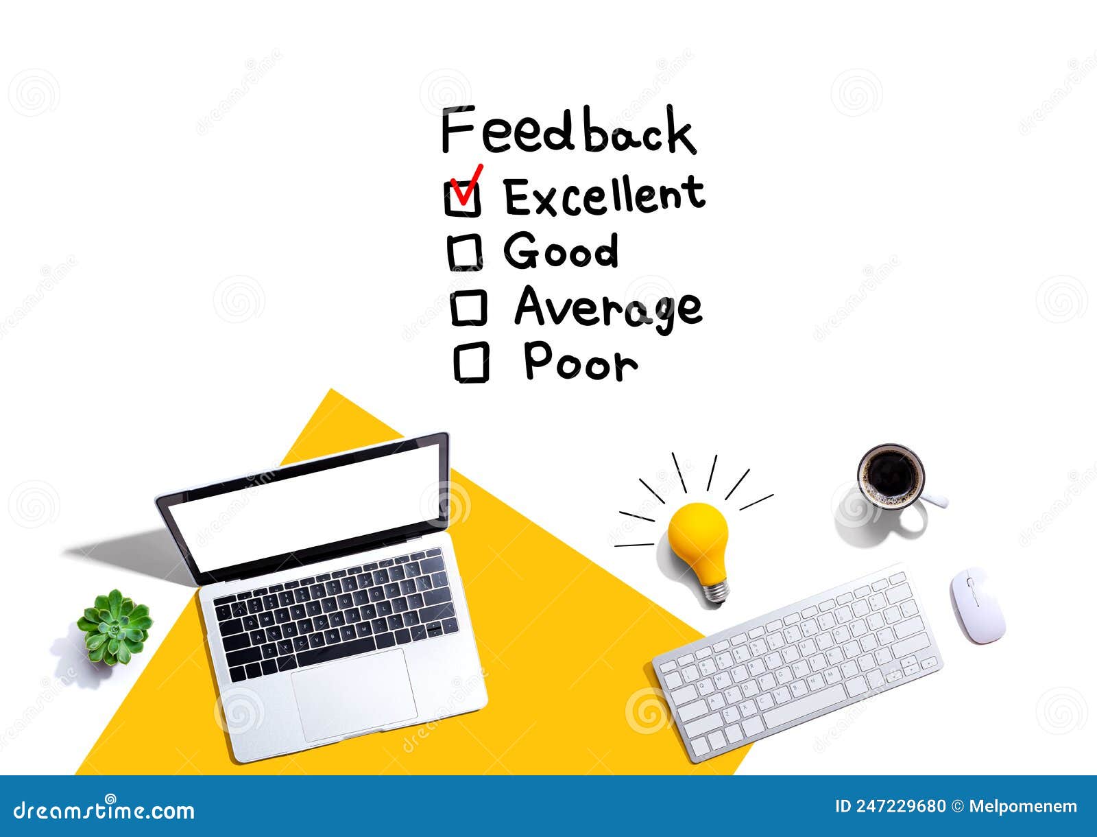 Feedback with Computers and a Lightbulb Stock Photo - Image of ...