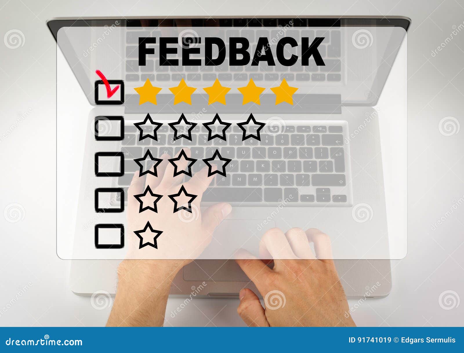 Feedback Concept. Businessman Working on Laptop, Hands Typing Stock ...