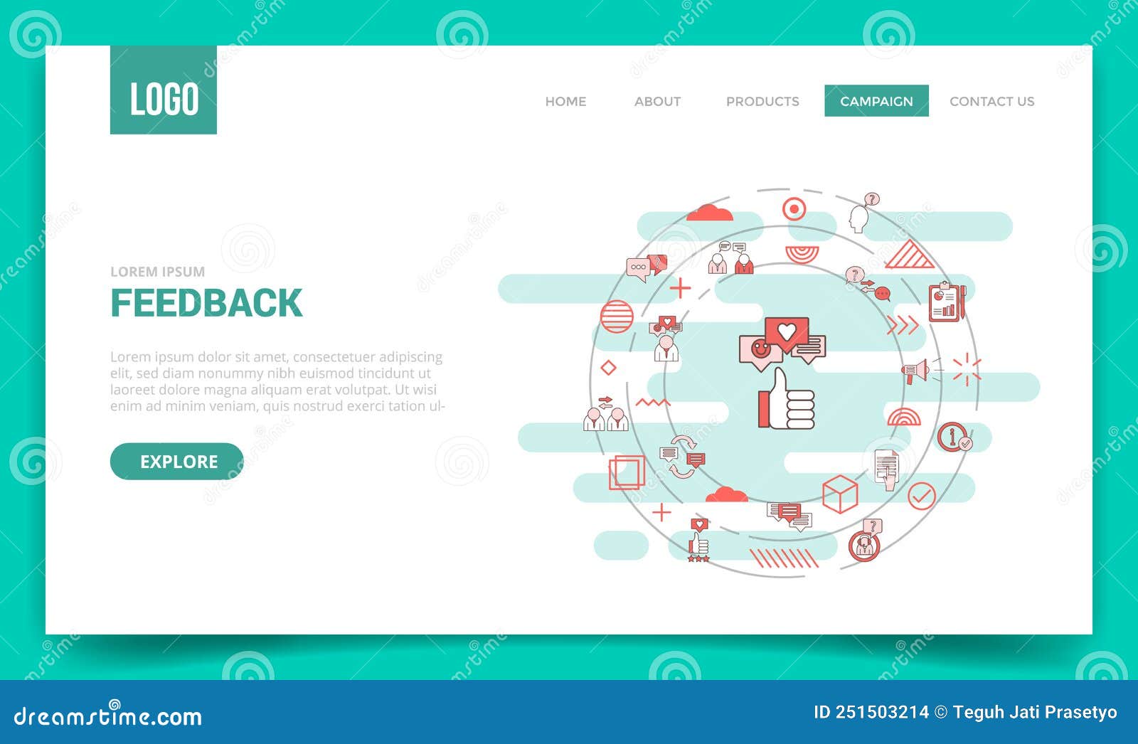 Feedback Concept with Circle Icon for Website Template or Landing Page ...