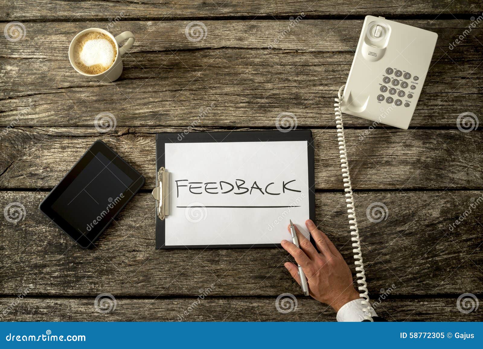 Feedback Concept on a Clipboard on Top of a Table Stock Image - Image ...
