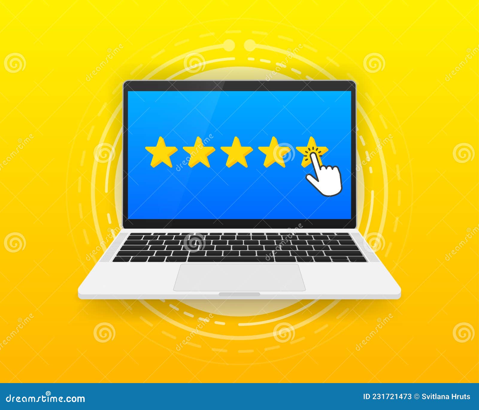 Feedback Concept Vector, Review Rating Stars on Screen Computer. Mouse ...