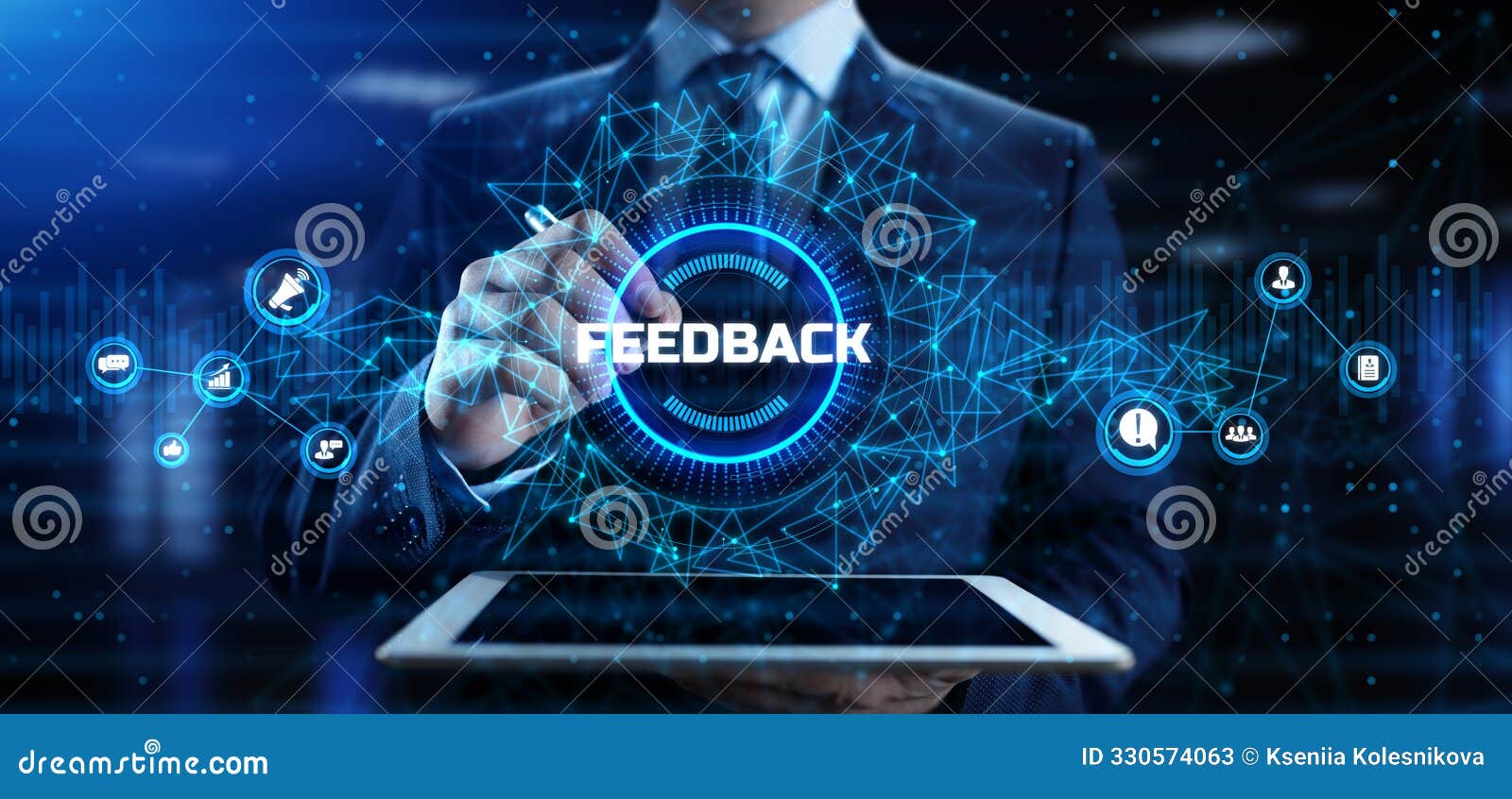 Feedback Customers Review On A Laptop Monitor Logo Design. People ...