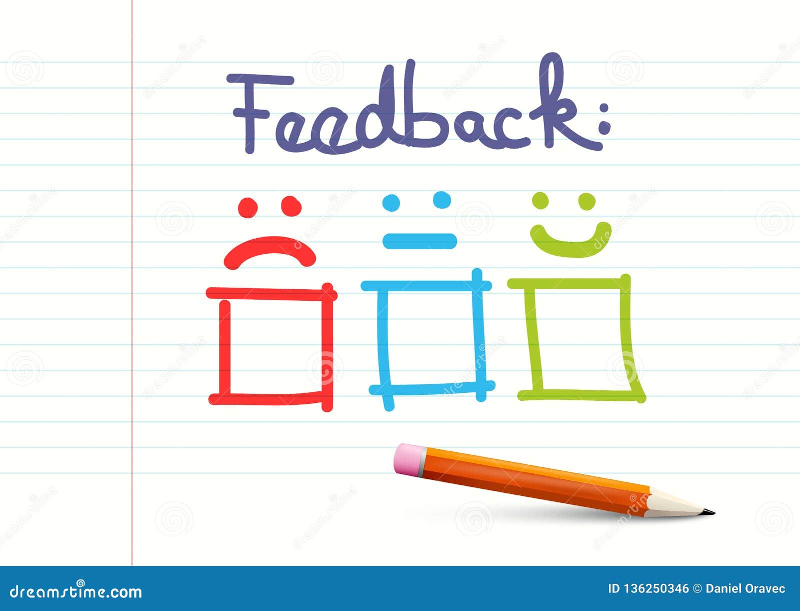 Feedback Design on Notebook Paper Background Stock Vector ...